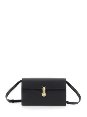 Savette Shoulder Bag 'symmetry' With Clasp In Grained Black Leather For - Multicolor