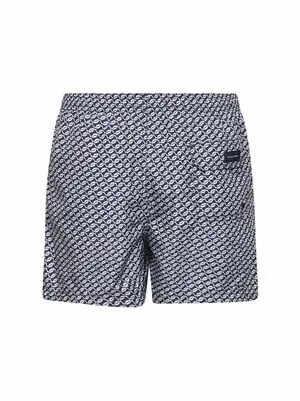 Tagliatore Navy Blue Printed Nylon Swim Shorts