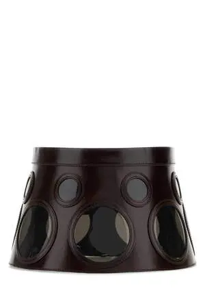 Prada Dark Leather Hat - Brown