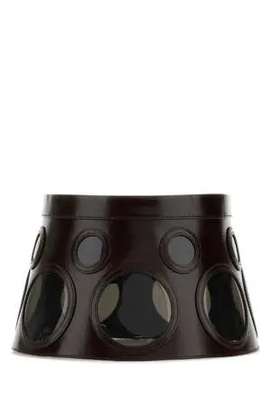 Prada Dark Leather Hat - Brown