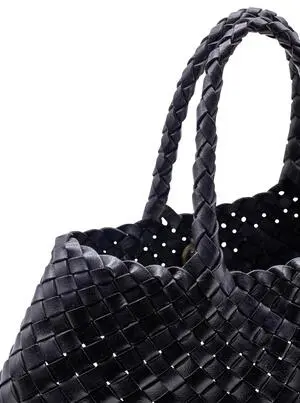 Dragon Diffusion Handbag 'santa Croce' With Two Top Handles And Woven Design In Leather For - Black