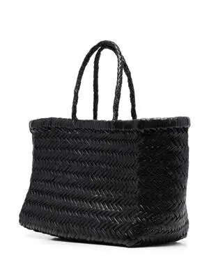 Dragon Diffusion Small Tote Bag 'triple Jump' In Woven Leather - Black