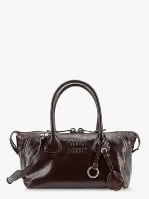 Miu Miu Leather Handbag With Embossed Lettering Logo - Multicolor