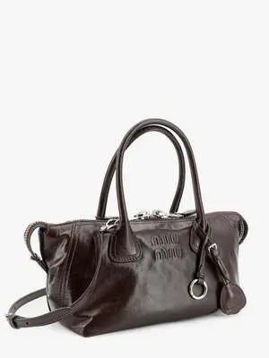 Miu Miu Leather Handbag With Embossed Lettering Logo - Multicolor