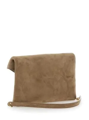 Saint Laurent Suede Crossbody Bag - Cream