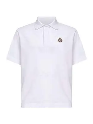 Moncler White Cotton Pique Logo Polo Shirt - Multicolor