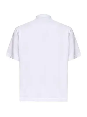 Moncler White Cotton Pique Logo Polo Shirt