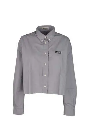 Miu Miu Checked Long Sleeve Crop Shirt
