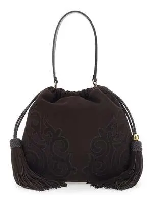 Etro Kalispera' Shoulder Bag With Drawstring Closure And Tassels On The Front In Suede For - Brown