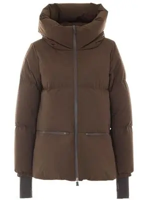 Herno 2-layer Hooded Short Down Jacket - Brown