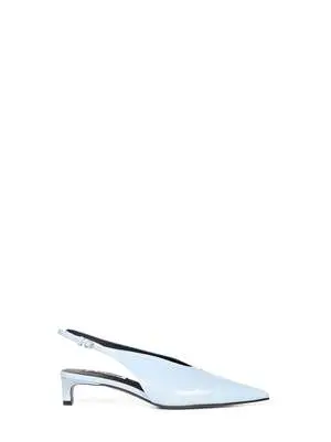 JIL SANDER Powder Blue Leather Pointed Slingback Pumps
