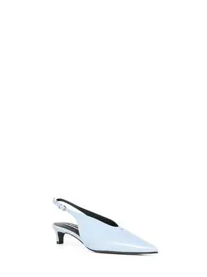 JIL SANDER Powder Blue Leather Pointed Slingback Pumps
