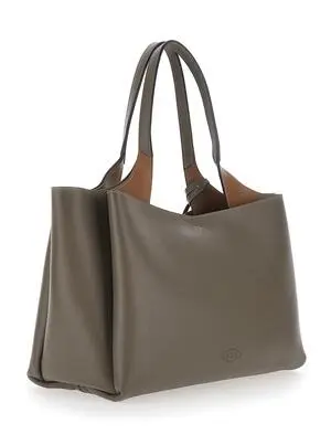 TOD'S Leather Handbag With T Metal Pendant - Multicolor