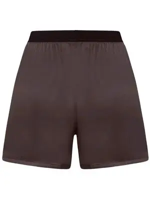 TOM FORD Logo-waistband Silk Shorts - Brown