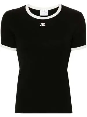 COURREGES Cotton T-shirt - Black