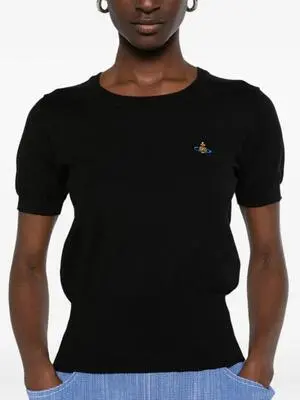 VIVIENNE WESTWOOD Bea Orb-embroidered Short-sleeve Top - Black