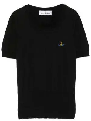 VIVIENNE WESTWOOD Bea Orb-embroidered Short-sleeve Top - Black