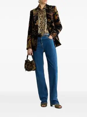 Etro Silk Shirt With Placed Leopard Print
