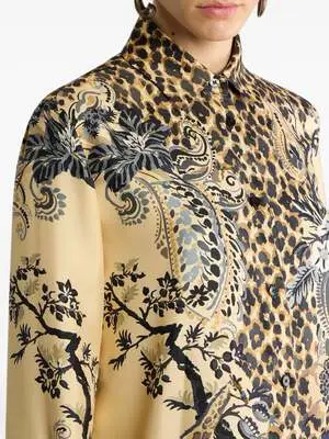 Etro Silk Shirt With Placed Leopard Print