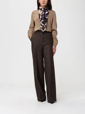 Max Mara Classic Silk Blend Long Sleeve Shirt - Brown