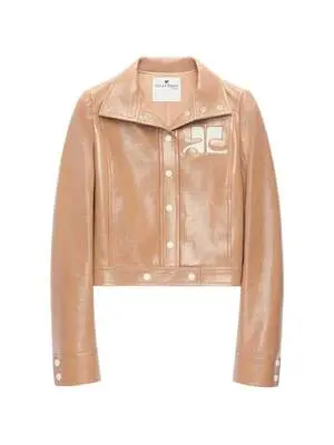 COURREGES Re-edition Cropped Vinyl Jacket - Brown