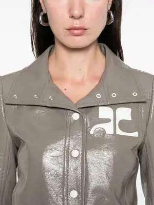 COURREGES Re-edition Cropped Vinyl Jacket - Brown
