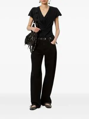Isabel Marant Étoile Draped Cotton Jersey T-shirt - Black