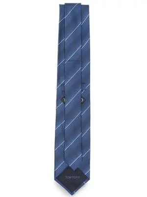 TOM FORD Stripe Tonal Weave Silk Tie - Blue
