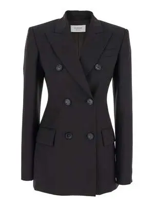 Sportmax Adamo' Brown Bouble-breasted Jacket With Peak Revers In Wool - Multicolor