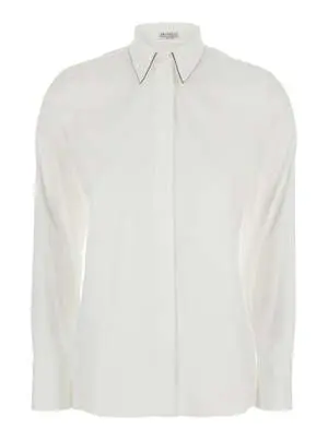 BRUNELLO CUCINELLI Brunello Cucinelli Women Shirt With Pointed Collar And Monile Detail White Women