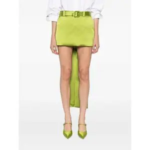 SELF-PORTRAIT Satin Finish A-line Skirt With Rear Train
