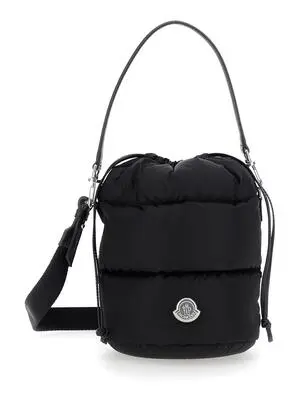 Moncler Karadoc' Black Handbag With Drawstring Closure And Logo Patch On The Front In Tech Fabric - Multicolor