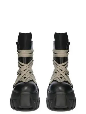 Rick Owens Leather Boots Megalace Mega Tractor