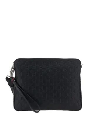 Gucci Black Emblem Shoulder Bag With Adjustable And Removable Strap And All-over Gg Pattern In Leather For - Multicolor