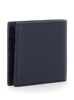 Dolce & Gabbana Blue Bi-fold Wallet With Logo Plate On The Front In Leather For - Multicolor