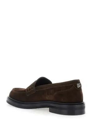 Dolce & Gabbana Suede Logo Plate Loafers - Multicolor