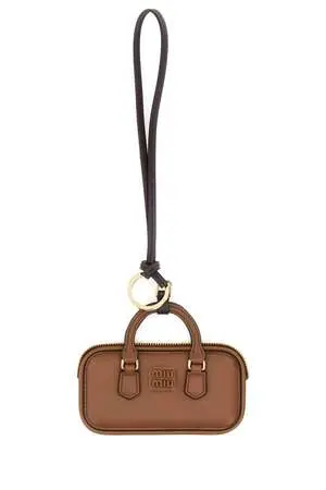 Miu Miu Caramel Leather Keyring - Brown