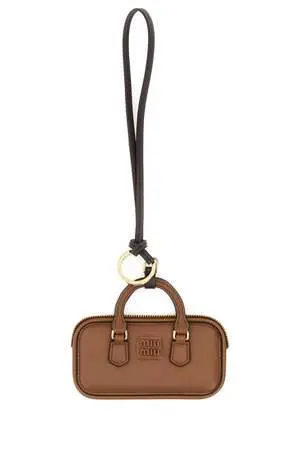 Miu Miu Leather Keyring - Brown
