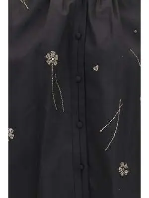 FORTE_FORTE Fleurs D’orient Embroidered Voile Bohemian Shirt - Black