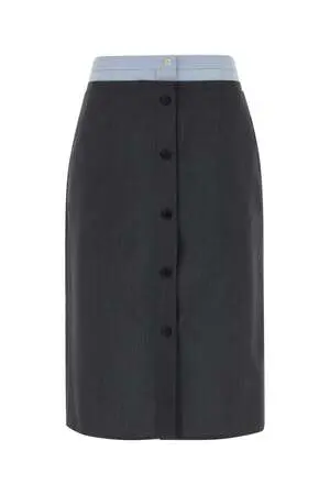 Prada Dark Grey Wool Blend Skirt - Gray