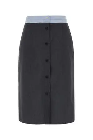 Prada Dark Grey Wool Blend Skirt - Gray