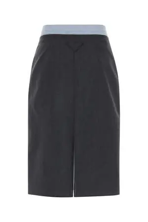 Prada Wool Blend Skirt - Gray