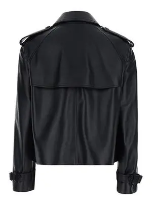 Burberry Mayfair' Black Jacket With Wide Collar And Cropped Design In Leather For - Multicolor