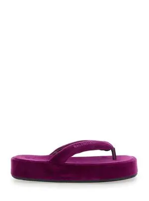 Balenciaga Jet Leg' Violet Sandals With Thong Design And Logo Lettering On The Strap In Cotton Blend For - Multicolor