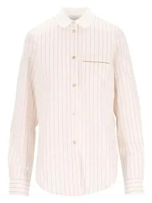 FORTE_FORTE Striped Cotton Shirt With French Collar - Multicolor