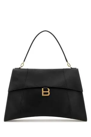 Balenciaga Leather Large Hourglass Soft Handbag - Black