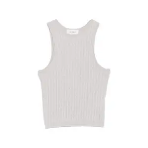 LISA YANG Cashmere Cable Knit Tank Top - Gray
