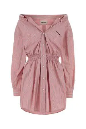 Miu Miu Embroidered Poplin Shirt Dress - Multicolor