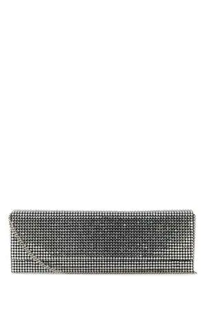 Amina Muaddi Silver Tone Clutches For Women