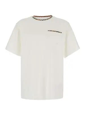 Burberry Ryan' White T-shirt With Check Motif Details In Cotton For - Multicolor